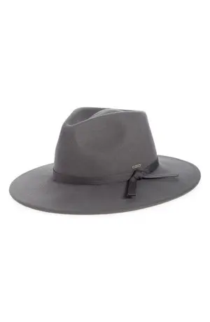 Brixton Joanna Packable Felted Wool Fedora - Dark Grey