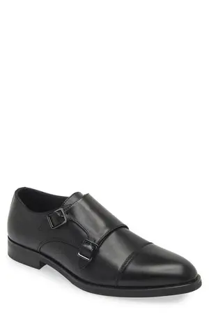 Nordstrom Edison Double Monk Strap Shoe - Black