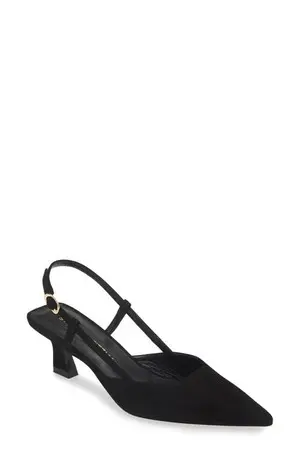 STUART WEITZMAN Vinnie 50 Slingback Pump - Black Suede