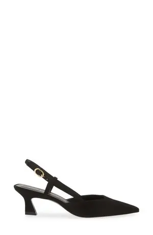 STUART WEITZMAN Vinnie 50 Slingback Pump - Black Suede