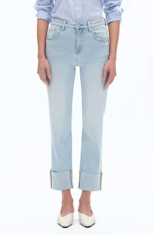 BAYEAS High-rise Straight Leg Jeans - Light Blue