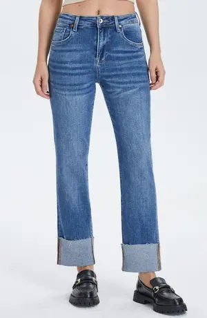 BAYEAS High-rise Straight Leg Jeans - Surf Blue