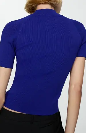 Mango Short Sleeve Half Zip Sweater