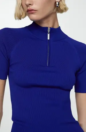 Mango Short Sleeve Half Zip Sweater