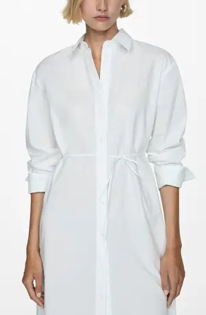 Mango Tie Waist Shirt Dress