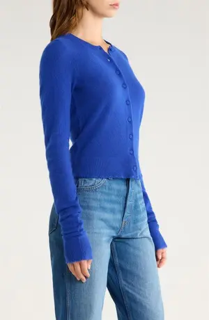 RE/DONE Cashmere Crewneck Cardigan - Cobalt