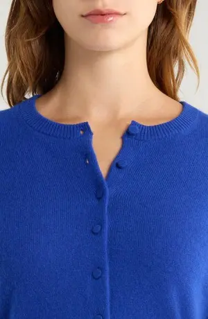 RE/DONE Cashmere Crewneck Cardigan - Cobalt