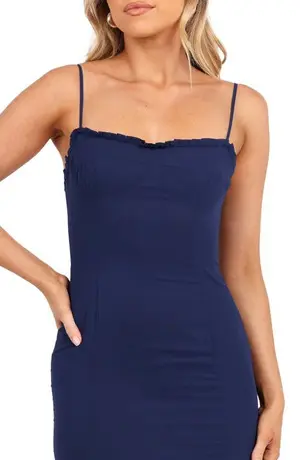 PETAL & PUP Ashton Pleated Hem Midi Dress - Navy