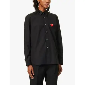 Play Comme Des Garcon Heart-embroidered Long-sleeve Shirt - Black