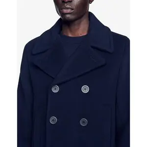 Sandro Double-breasted Wool-blend Coat - Bleus