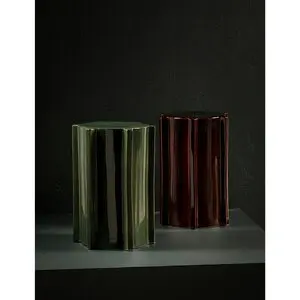 SERAX Marie Michielssen Pawn Geometric Stoneware Side Table 45.4cm - Dark Green