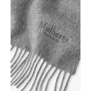 Mulberry Solid Logo-embroidered Merino-wool Scarf