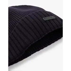 BOSS Ribbed Wool Knitted Beanie - Dark Blue