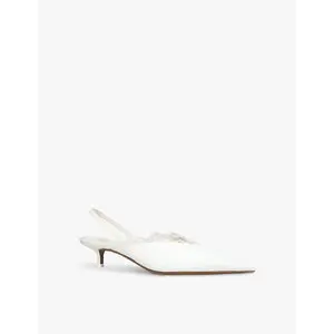 NEOUS Irena Sling 80 Lace-trim Satin Heeled Mules - Cream