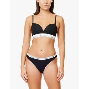 Calvin Klein Modern Logo Low-rise Pack Of Three Stretch-cotton Thongs - Black/white/grey Heather