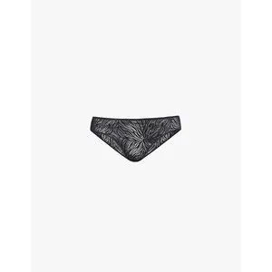 Calvin Klein Sheer Marquisette Bikini Mid-rise Lace Briefs - Black