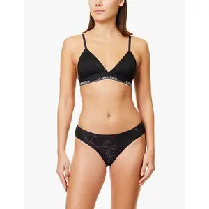Calvin Klein Sheer Marquisette Bikini Mid-rise Lace Briefs - Black