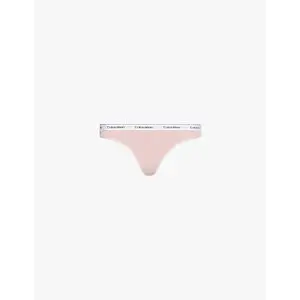 Calvin Klein Modern Logo Low-rise Stretch-cotton Thong - Subdued