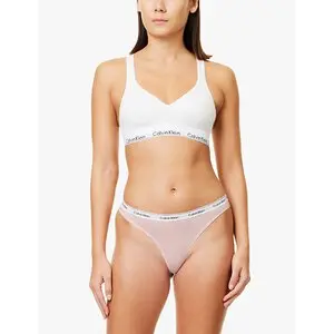 Calvin Klein Modern Logo Low-rise Stretch-cotton Thong - Subdued