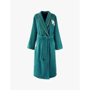 YVES DELORME Panaroma Floral-embroidered Cotton Bathrobe - Multicoloured