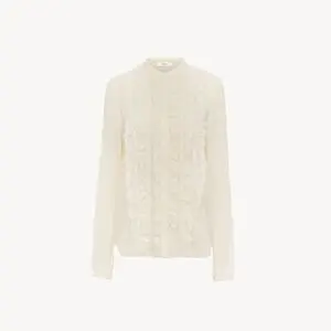 Chloé Collarless Ruffled Blouse In Silk Georgette