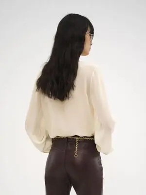 Chloé Collarless Ruffled Blouse In Silk Georgette