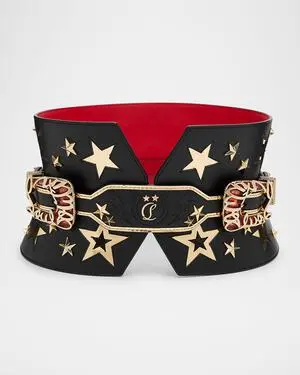 Christian Louboutin Giddy Corset Leather Belt - Black 