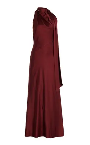 Significant Other Adriana Draped Satin Halter Gown