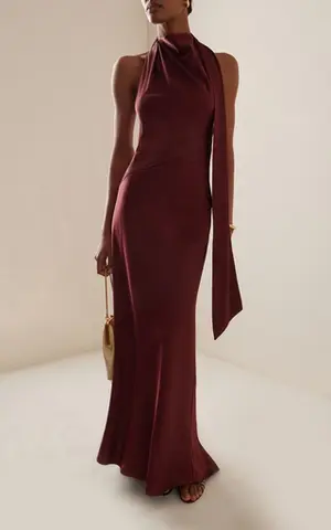 Significant Other Adriana Draped Satin Halter Gown