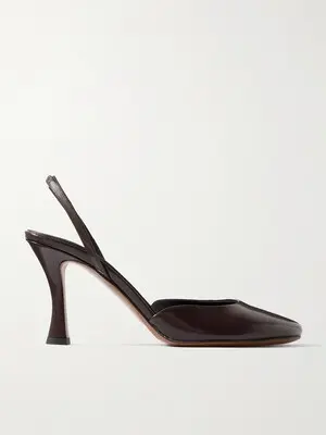 NEOUS Baten Glossed-leather Slingback Pumps
