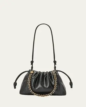 Loewe Flamenco Python Shoulder Bag - Black
