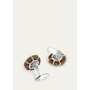 Tateossian Limited Edition Ammonite Cufflinks In Rhodium Silver With