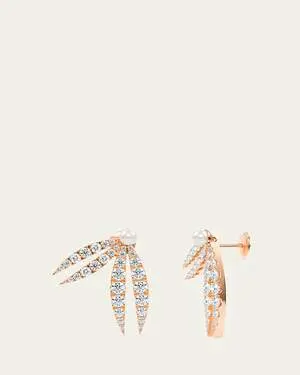 KAMAL Lotus Diamond And Pearl Earrings - Rose Gold