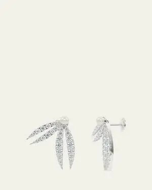 KAMAL Lotus Diamond And Pearl Earrings - White Gold
