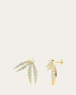 KAMAL KAMAL Lotus Diamond And Pearl Earrings Yellow Gold