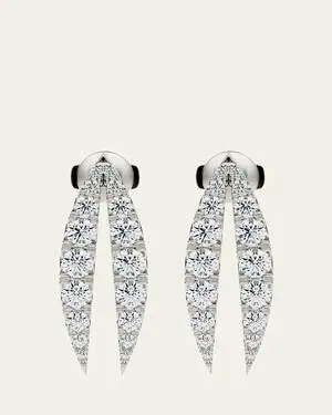 KAMAL Lotus Diamond Drop Earrings - White Gold
