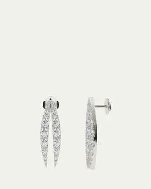 KAMAL Lotus Diamond Drop Earrings - White Gold