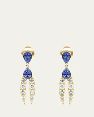 KAMAL KAMAL Lotus Diamond And Tanzanite Dangle Earrings Gold