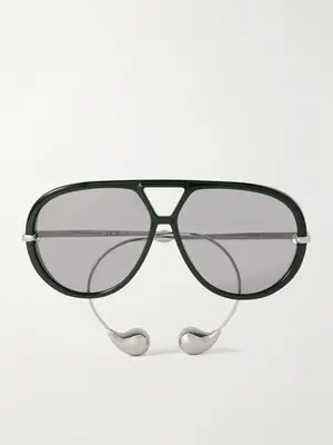 Bottega Veneta Embellished Aviator-style Sunglasses - Silver