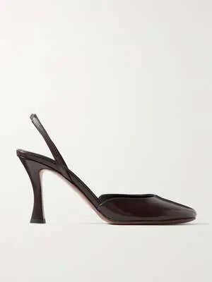 NEOUS Baten Glossed-leather Slingback Pumps - Brown