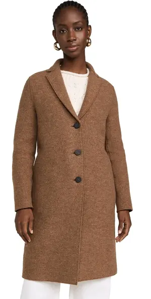 Harris Wharf London Boiled Wool Overcoat - Caramel Melange