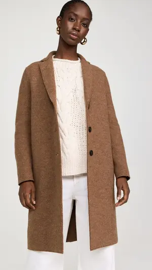 Harris Wharf London Boiled Wool Overcoat - Caramel Melange
