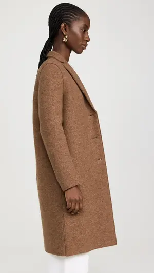 Harris Wharf London Boiled Wool Overcoat - Caramel Melange
