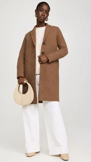 Harris Wharf London Boiled Wool Overcoat - Caramel Melange