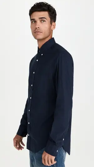 Gitman Bros Classic Cotton Flannel Shirt - Navy