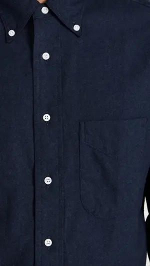 Gitman Bros Classic Cotton Flannel Shirt - Navy