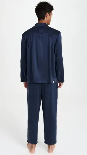 Lunya Washable Silk Button Up Set - Deep Blue