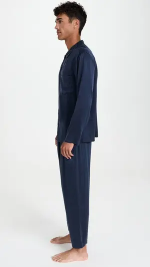 Lunya Washable Silk Button Up Set - Deep Blue