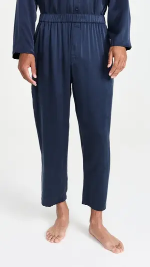 Lunya Washable Silk Button Up Set - Deep Blue