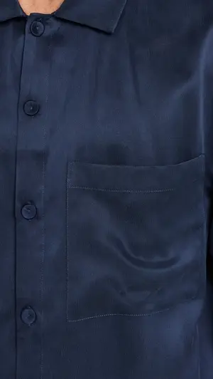 Lunya Washable Silk Button Up Set - Deep Blue